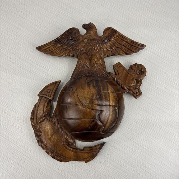 Handmade | Wall Decor | Vintage Us Marine Corps Usmc Hand Carved Wood ...